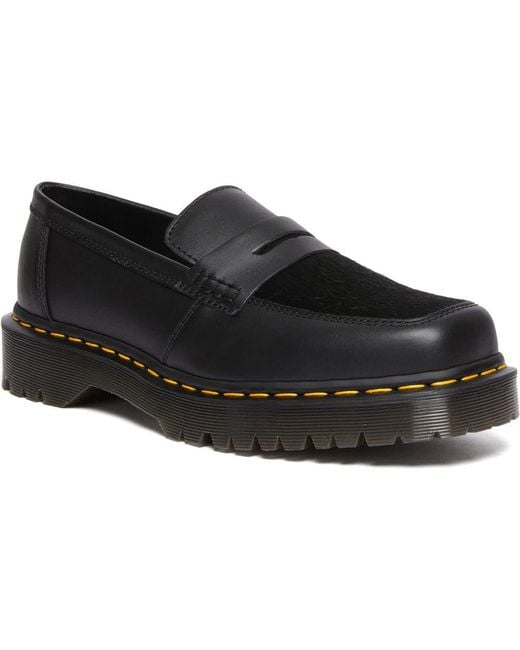 Dr. Martens Penton Genuine Calf Hair Penny Loafer in Black for Men | Lyst