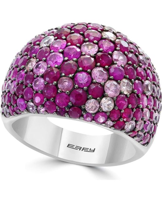 Effy Sterling Pavé Ruby Domed Ring in Purple | Lyst