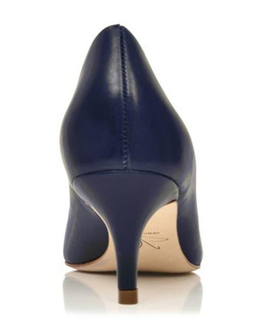 Joan Oloff Kitten Heel Leather Pointed-Toe Pumps in Blue | Lyst