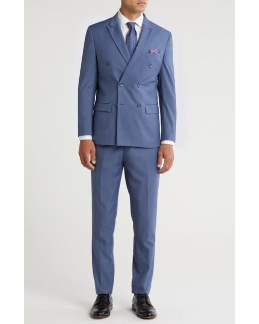 Gino Vitale Slim Fit Solid Double Breasted Suit in Blue for Men | Lyst