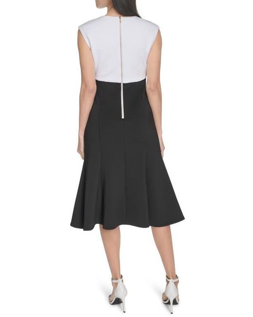 Calvin Klein Colorblock Sleeveless A-Line Midi Dress in Black | Lyst