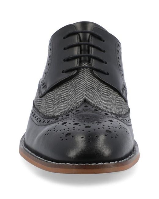 Thomas & Vine Filmore Herringbone Wingtip Derby in Black for Men | Lyst