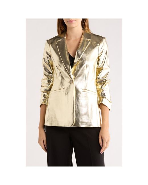 Cinq À Sept Khloe Metallic Faux Leather Blazer | Lyst