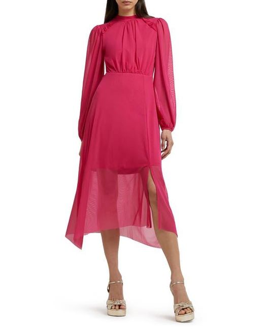 River Island Frill Long Sleeve Midi Dress in Red | Lyst