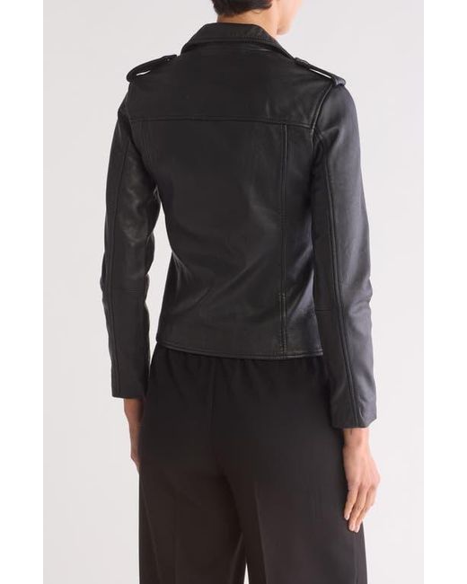 AllSaints Lambskin Leather Biker Jacket in Black | Lyst