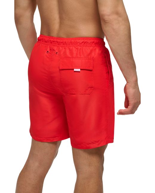 Calvin Klein Reflection Logo Upf 40 Swim Trunks In Red For Men Lyst