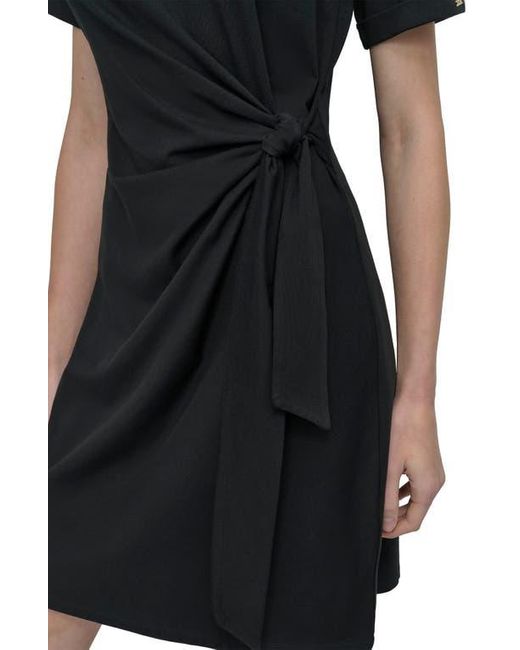 DKNY Side Tie A-Line Dress in Black | Lyst