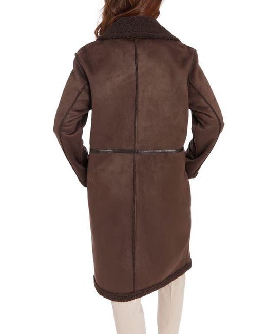 Frye Water Resistant Faux Shearling & Faux Leather Coat in Brown | Lyst