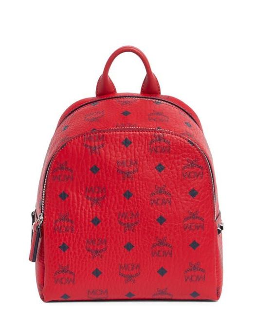 MCM Aren Visetos Backpack in Red | Lyst