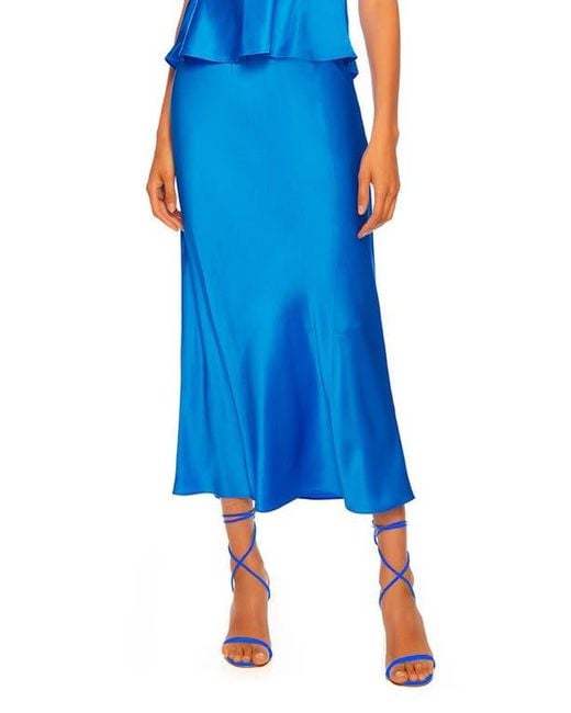 Susana Monaco Bias Cut Silk Slip Skirt in Blue | Lyst