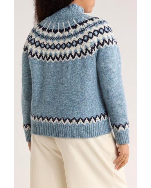 Joseph A Fair Isle Mock Neck Sweater in Blue | Lyst