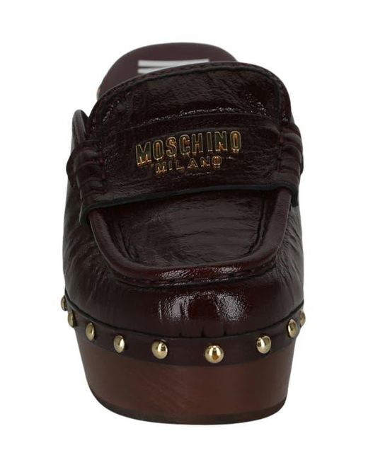 Moschino Patent Leather Platform Clog in Black | Lyst