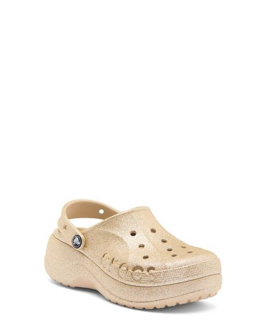 Crocs™ Baya Platform Glitter Clog in Natural | Lyst