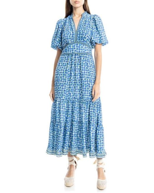 Max Studio Floral Tiered Maxi Dress in Blue | Lyst