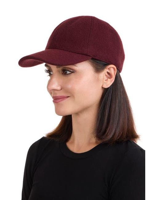 Amicale Wool & Cashmere Faux Shearling Lined Knit Baseball Cap in Red ...