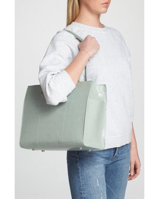 BEIS Water Repellent Croc Embossed Work Tote in Green | Lyst