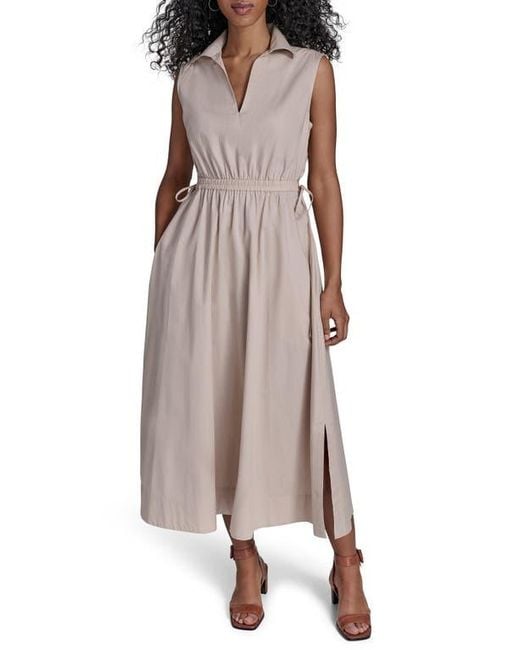 Calvin Klein Cutout Cotton Maxi Dress in Natural | Lyst