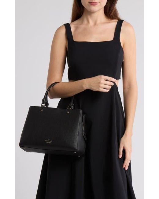 Kate Spade Medium Pebble Leather Satchel in Black | Lyst