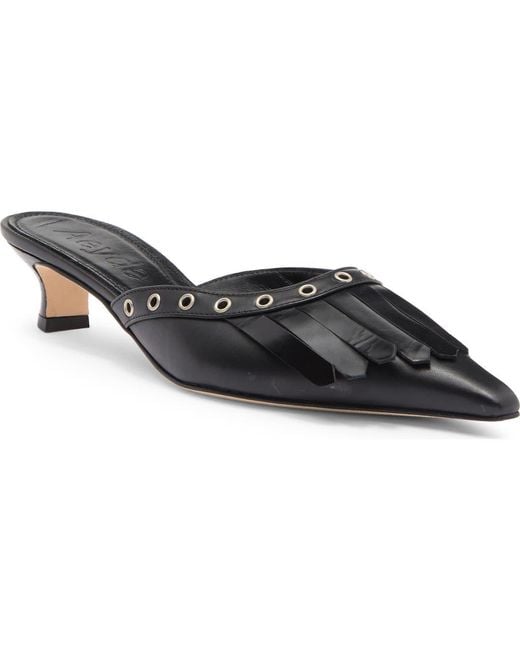 Aeyde Tania Kiltie Fringe Mule in Black | Lyst