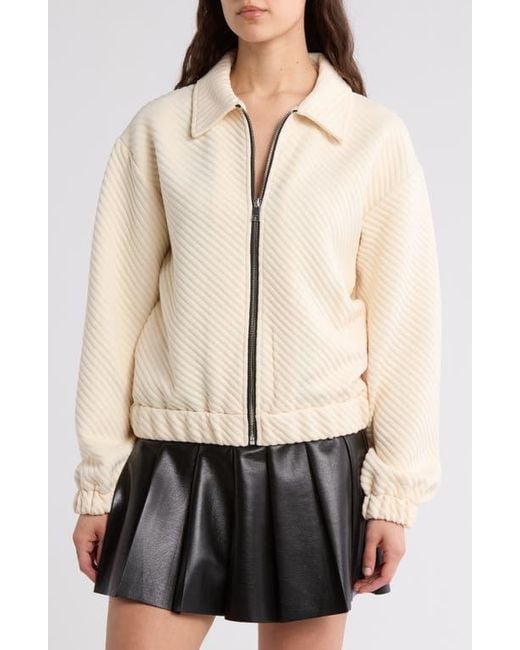 Steve Madden Textured Knit Bomber Jacket in Natural | Lyst