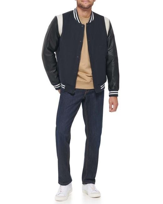 Levi's Water Resistant Letterman Bomber Jacket in Blue for Men | Lyst