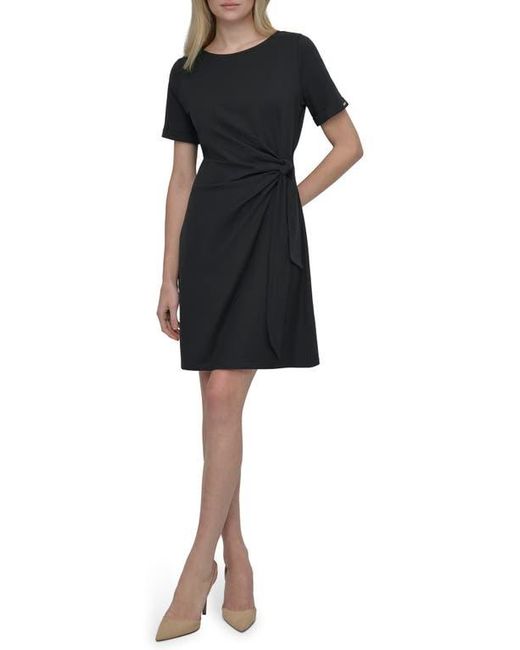DKNY Side Tie A-Line Dress in Black | Lyst