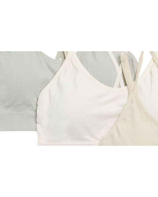 Danskin 3 Pack Seamless Ribbed Bralettes In White Lyst