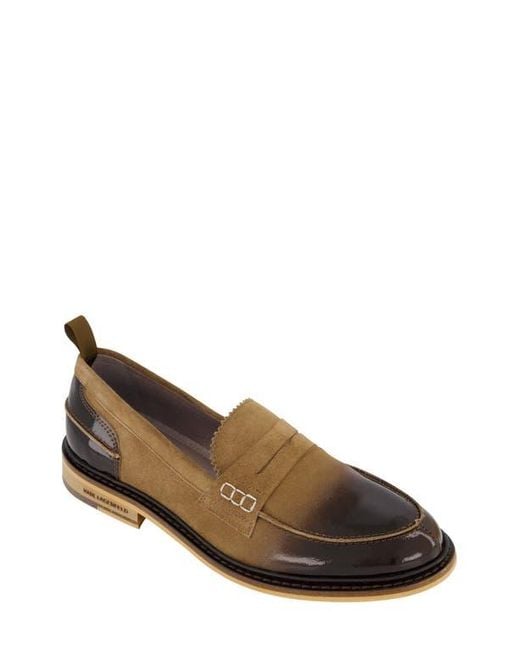 Karl Lagerfeld Label Penny Loafer in Brown for Men | Lyst