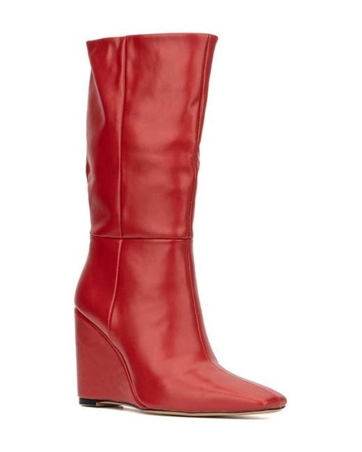 TORGEIS Milan Wedge Heel Boot in Red | Lyst