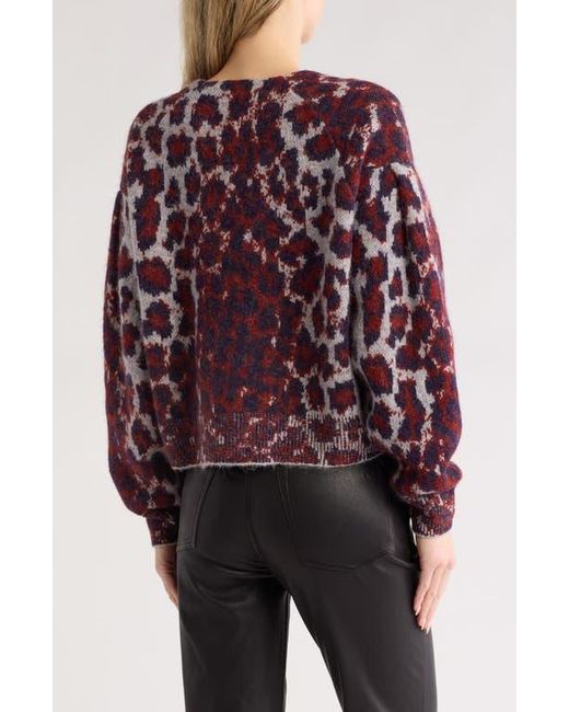 Rag & Bone Sarah Leopard Print Cardigan in Red | Lyst