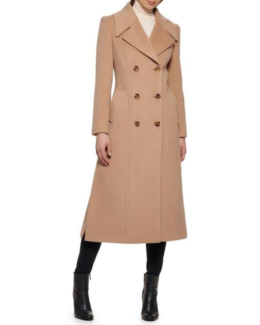 Kenneth Cole Double Breasted Wool Blend Coat in Natural | Lyst