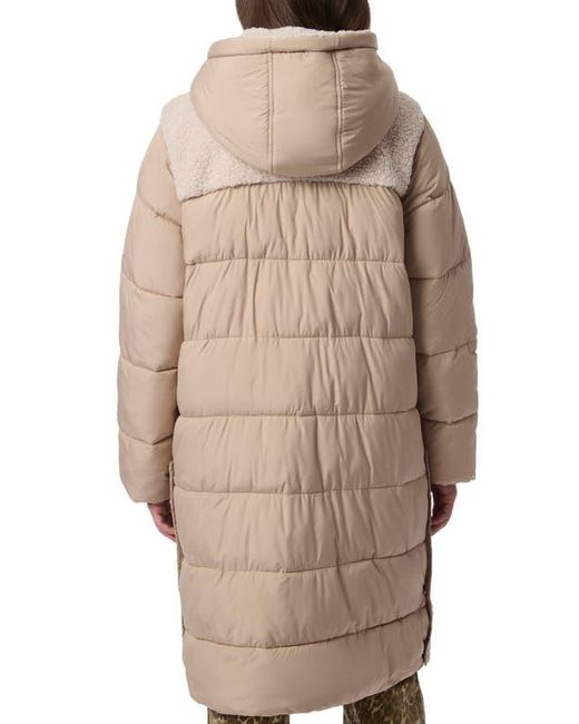 Bernardo Hooded Faux Shearling Puffer Jacket in Natural | Lyst