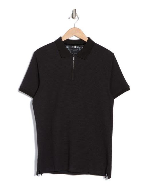Denim and Flower Texture Zip Polo in Black for Men | Lyst