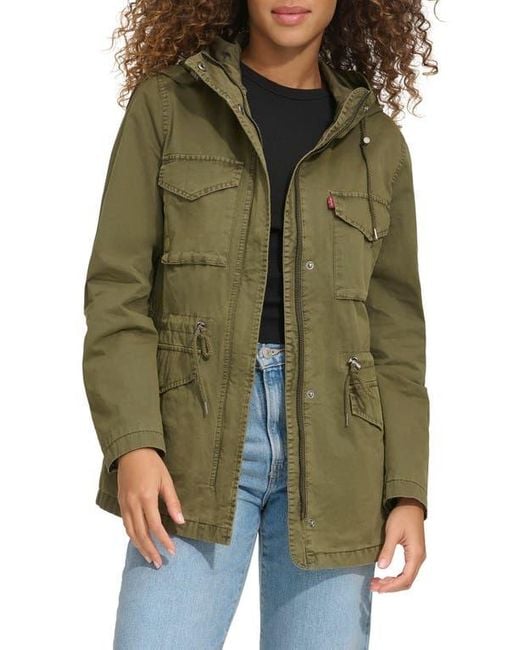Levi's Military Four-Pocket Zip Hooded Jacket in Green | Lyst