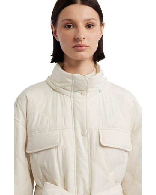 HUNTER Belted Packable Quilted Jacket in White | Lyst