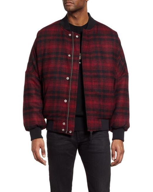 AllSaints Stan Reversible Wool Blend Bomber Jacket in Red for Men | Lyst