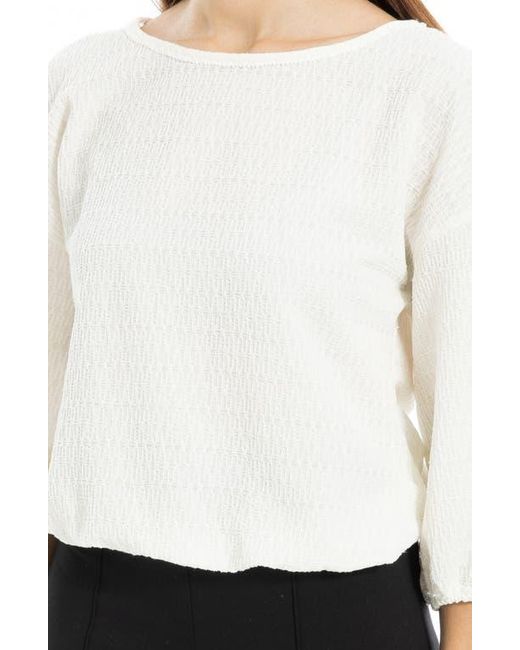 Max Studio Three Quarter Sleeve Bubble Top in White | Lyst