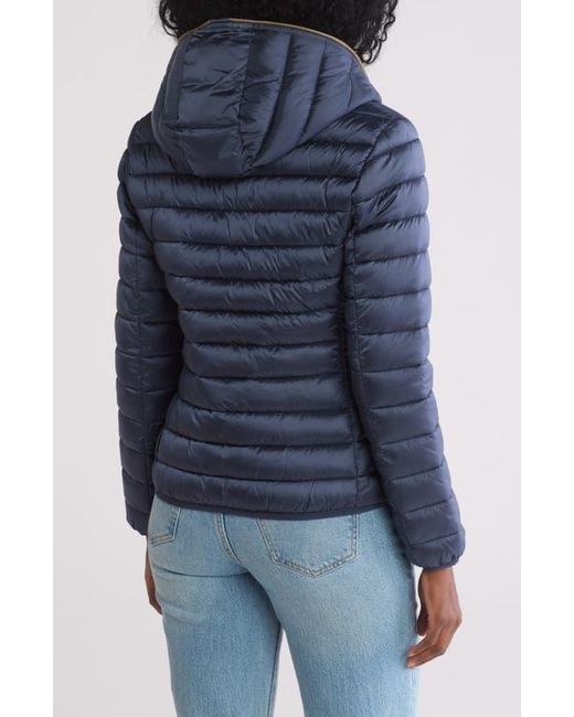 Save The Duck Olly Water Repellent Hooded Puffer Jacket in Blue | Lyst