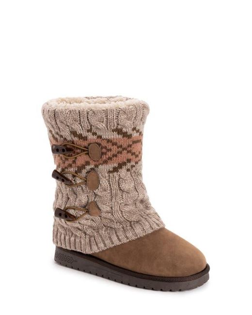 Muk Luks Cheryl Faux Fur Knit Boot in Brown | Lyst