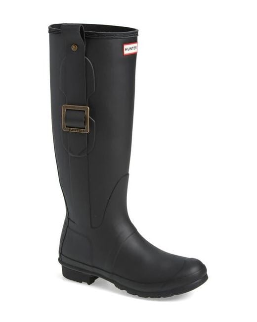 HUNTER Tall Waterproof Rubber Boot in Black | Lyst