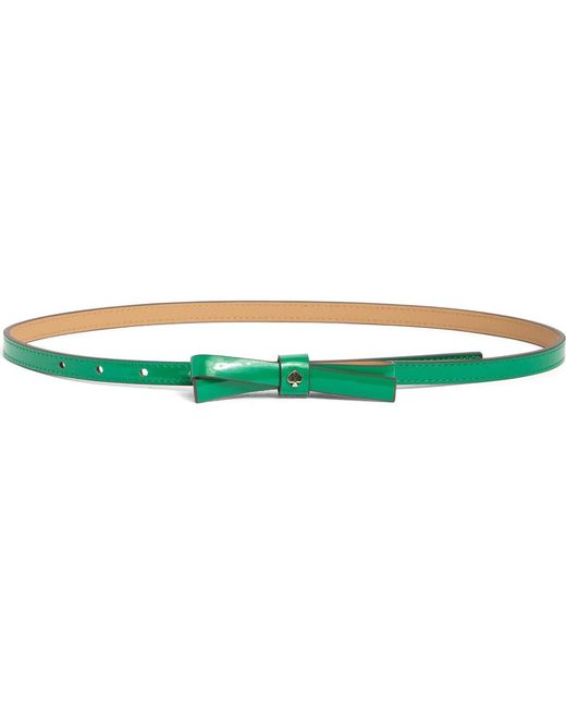 Kate Spade 12Mm Patent Leather Shoestring Bow Belt in Green | Lyst