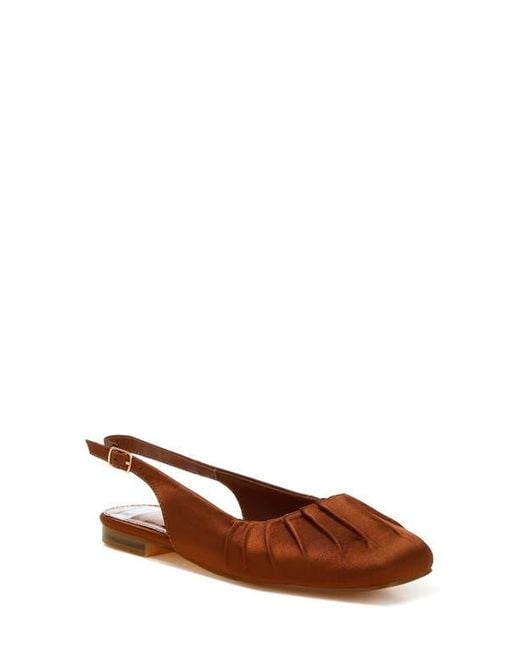 Rag & Co Cheeni Satin Slingback Flat in Brown | Lyst