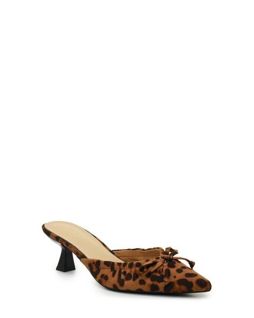 Nicole Miller Bow Kitten Heel Mule in Brown | Lyst