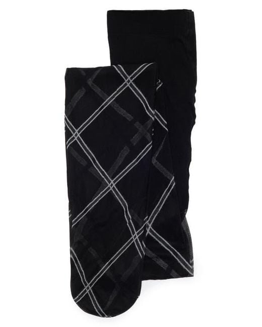 Nordstrom Double Diamond Tights in Black | Lyst
