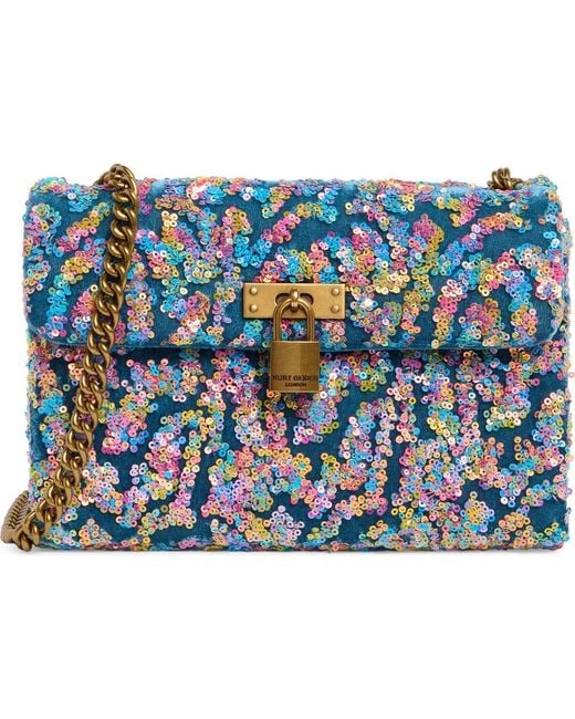 Kurt Geiger Medium Brixton Sequins Shoulder Bag in Blue | Lyst
