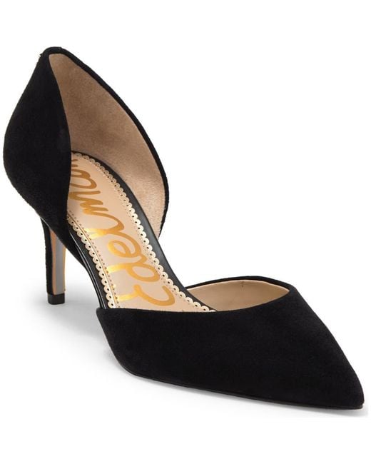 Sam Edelman Jaina Suede D'Orsay Pump in Black | Lyst