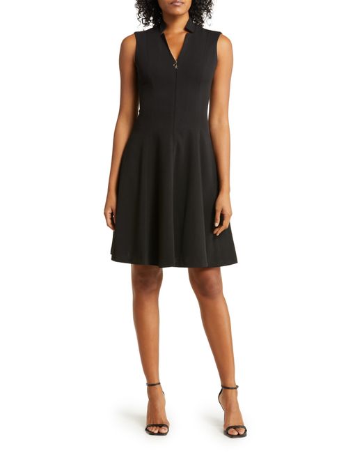 Calvin Klein Zip Front A Line Dress In Black Lyst