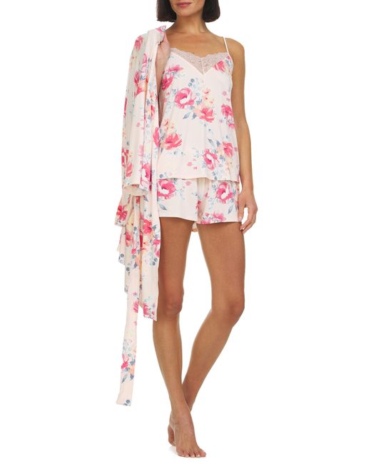 Flora Nikrooz Alisha Travel 3 Piece Pajama Set In Red Lyst
