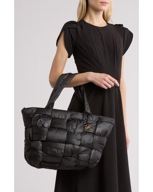 Sam Edelman Elcie Woven Large Tote Bag in Black | Lyst