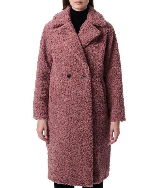 Bernardo Faux Shearling Double Breasted Coat in Red | Lyst